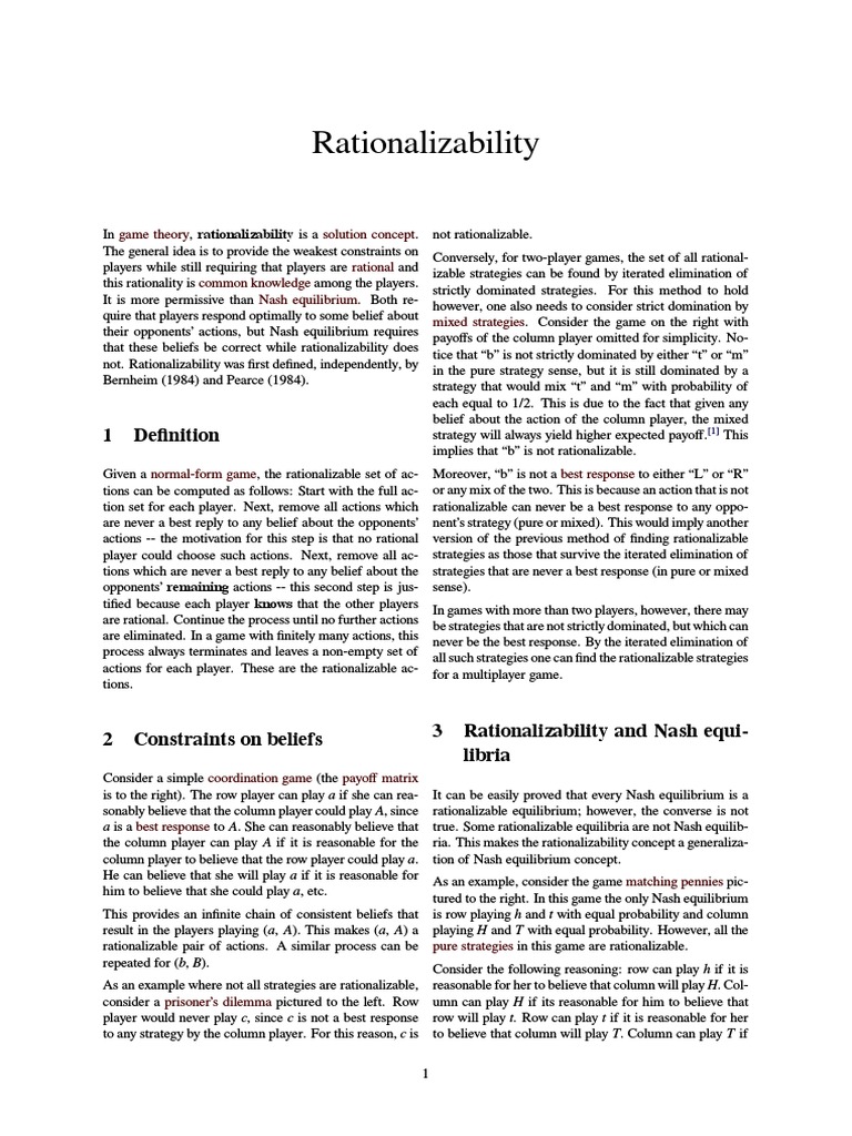 Rational Iz Ability | Download Free PDF | Game Theory | Economics Of Uncertainty