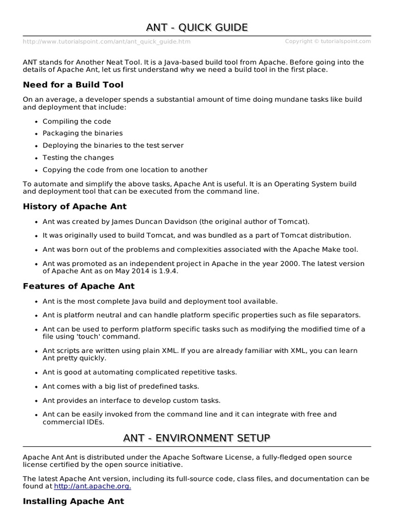 Ant Quick Guide | PDF | Eclipse (Software) | Computer File
