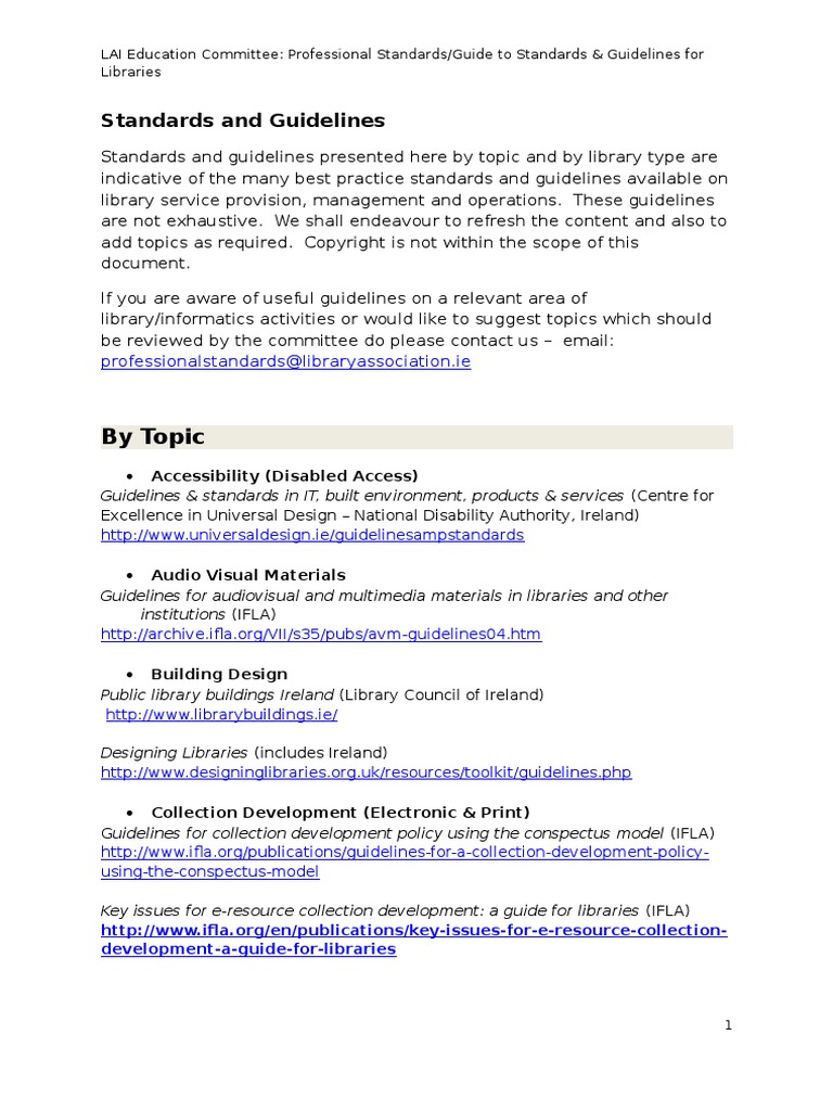 Standards and Guidelines | PDF | Information Literacy | Libraries