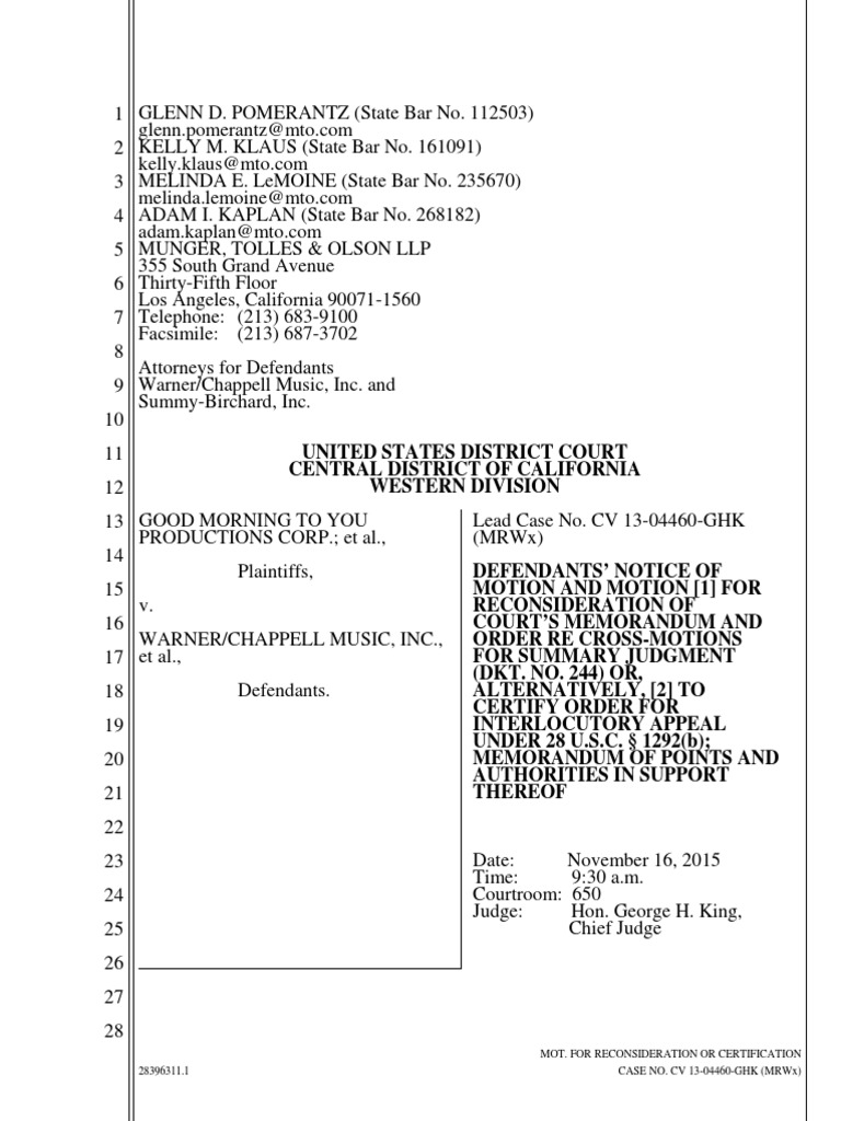 HBD Motion | PDF | Interlocutory Appeal | Lawsuit