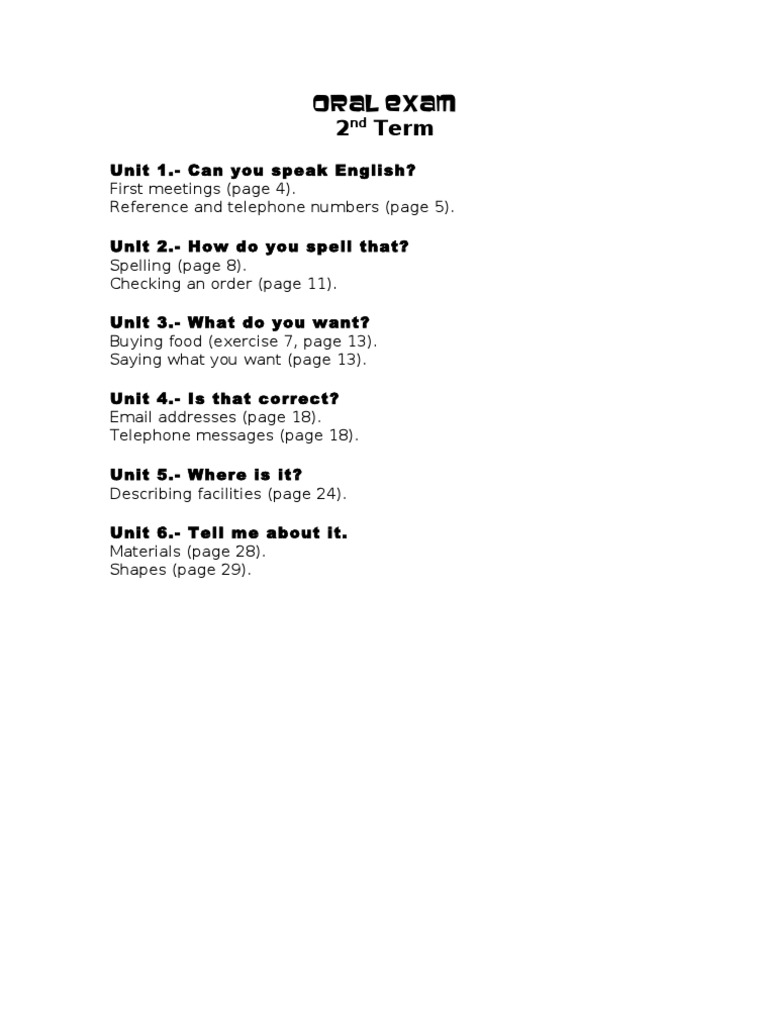 Oral Prompts-1º Gs | PDF