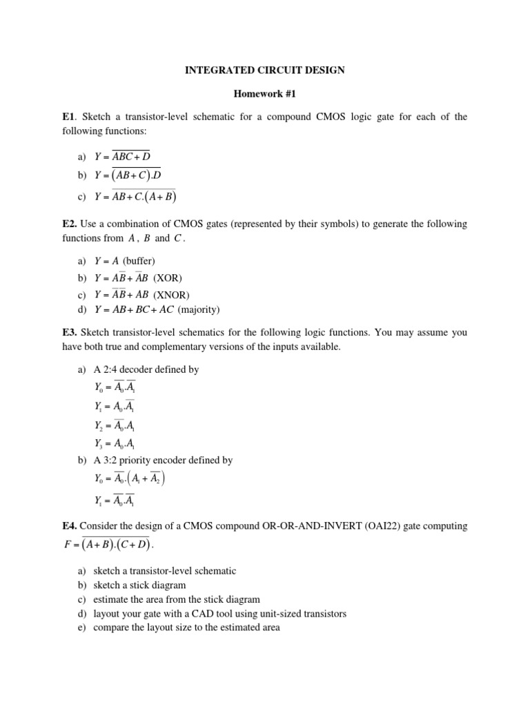 OAI22 CMOS Gate Design Homework | PDF