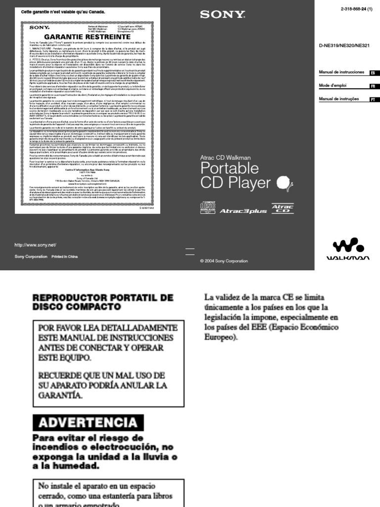 D-Ne319 Discman Manual | PDF | Disco compacto | Mp3