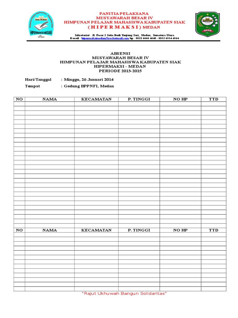 Absensi Rapat Panitia Pelantikan | PDF