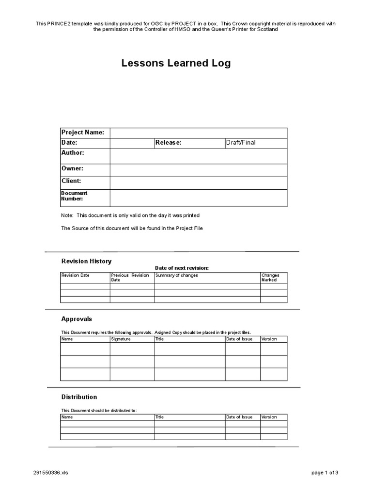 Lessons Learned Template