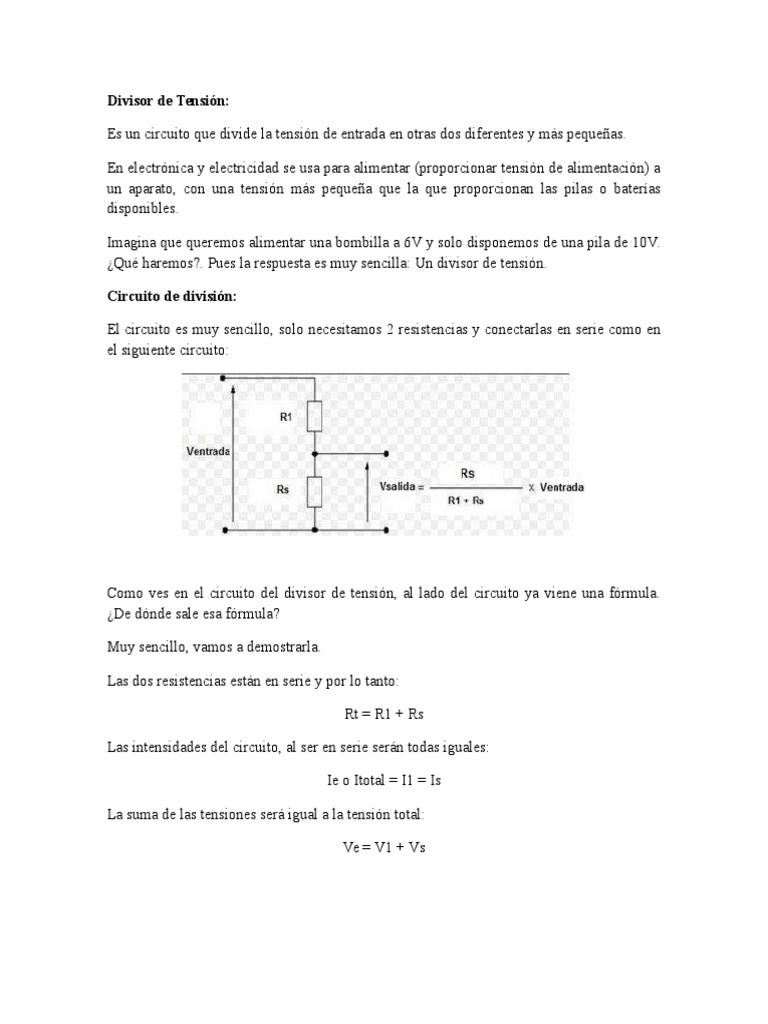 Divisor de Tensión | PDF | Resistencia Eléctrica y Conductancia | voltaje