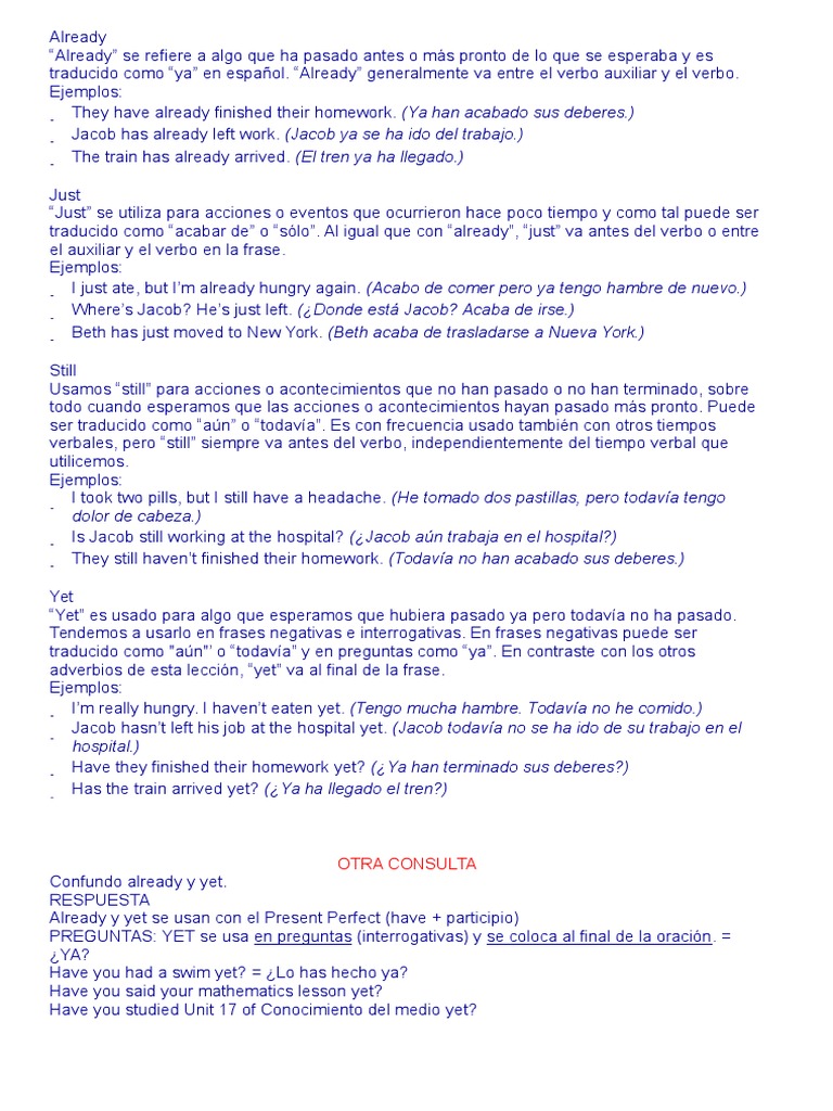 Already Yet | PDF | Verbo | Oración (Lingüística)