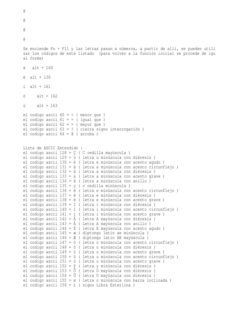 Ascii | PDF | Los símbolos | Escritura latina