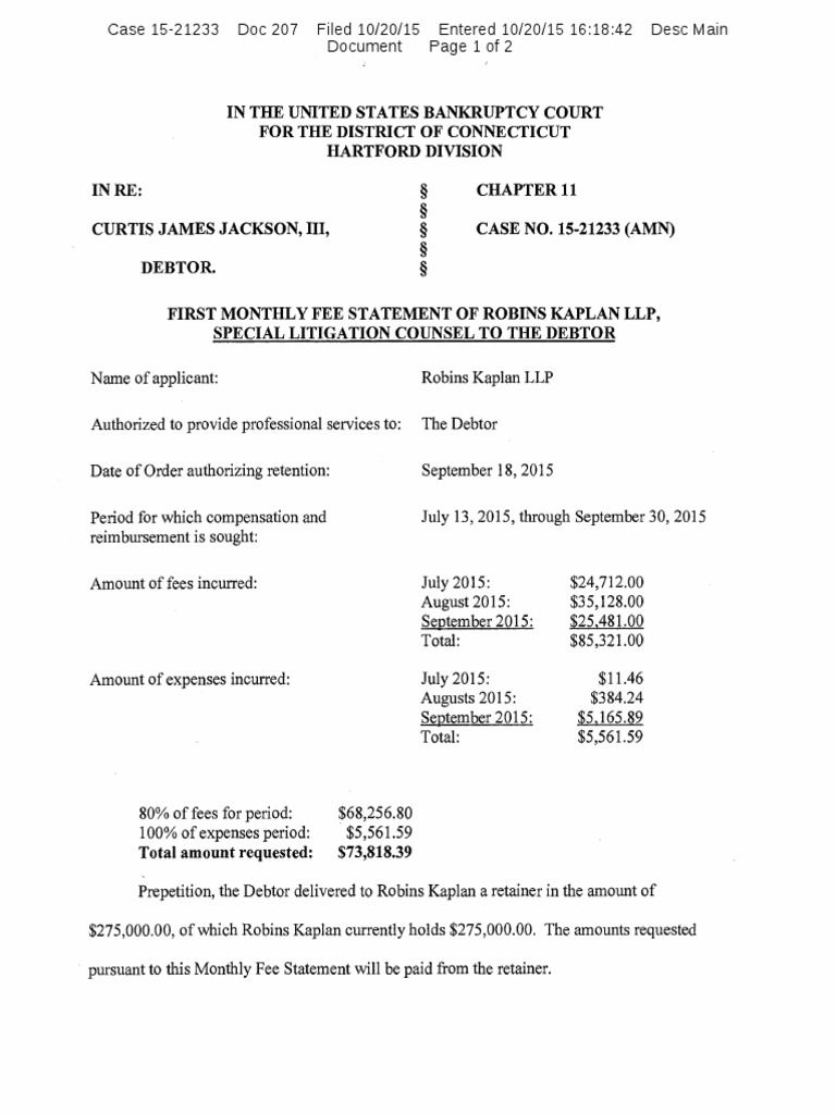 Monthly Fee Statement for Curtis Jackson | PDF | United States Dollar ...