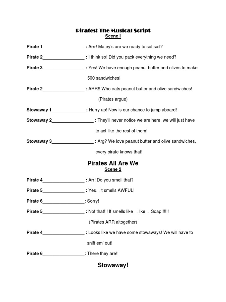 Pirates! The Musical Script | PDF | Home & Garden
