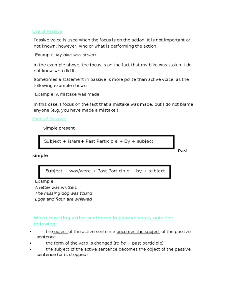 Passive Voice - Simple Present & Simple Past . | PDF | Verb | Grammar