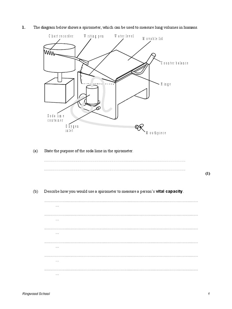 Labelled Spirometer Diagram and Use | PDF | Breathing | Metabolism