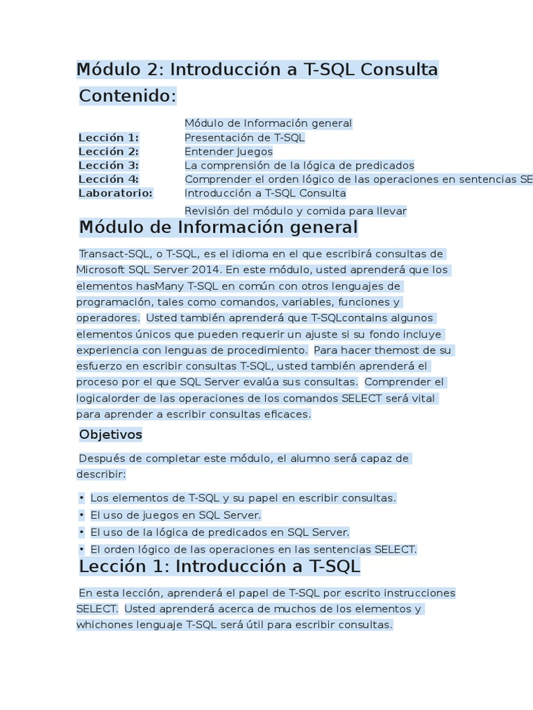 Querying Microsoft SQL Server 2014 | PDF | Servidor SQL de Microsoft | SQL