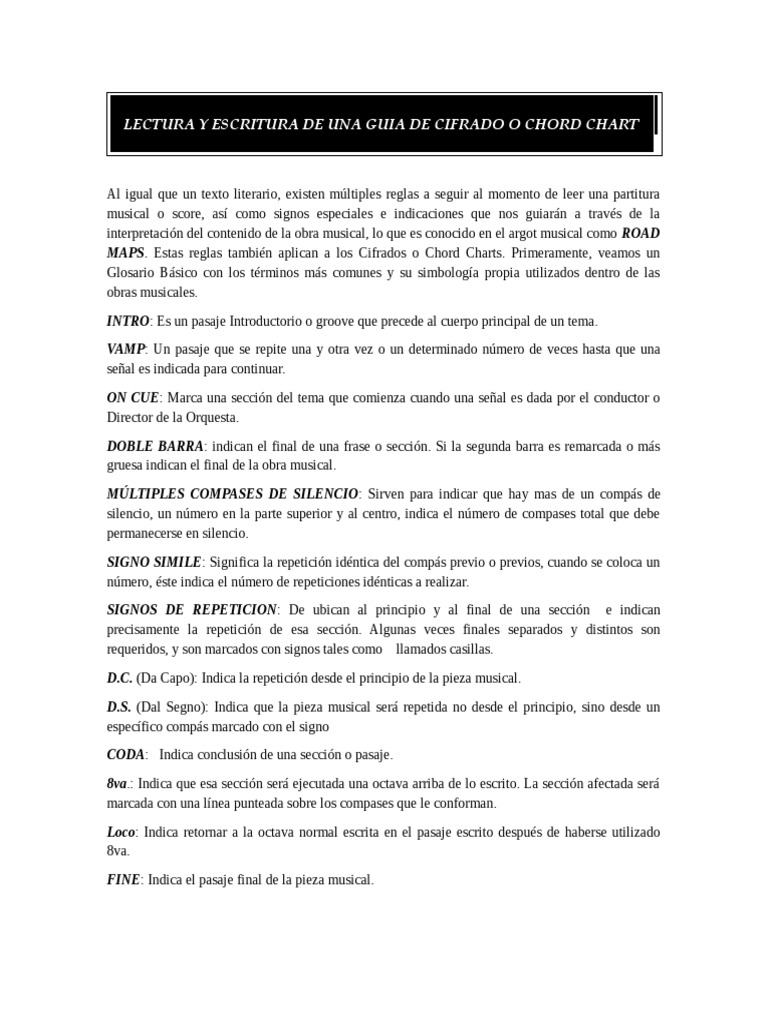 Mapa de Lectura y Escritura - Chord Charts para Bajistas | PDF | Bajo ...