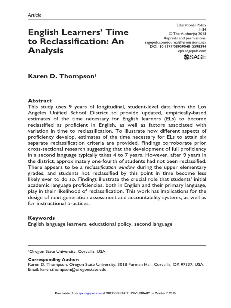 Time To Reclassification | PDF | No Child Left Behind Act | Educational ...