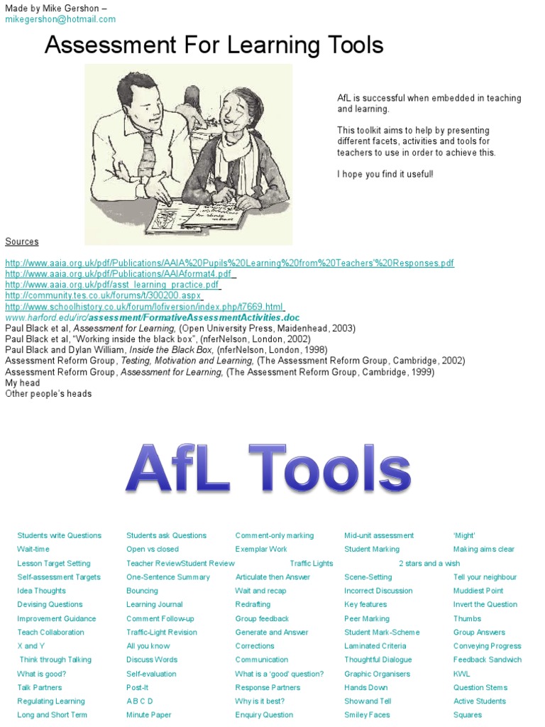 Assessment For Learning Tools | PDF | Educational Assessment | Question