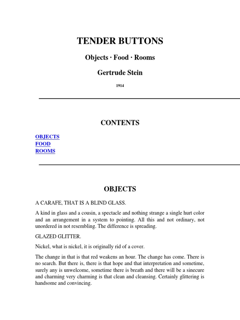 Tender Buttons Objects | PDF