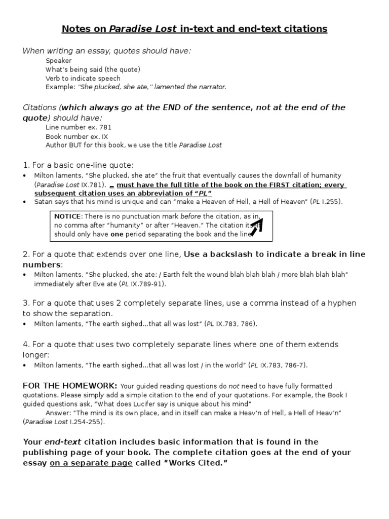 Citing Quotes from Paradise Lost | PDF | Art