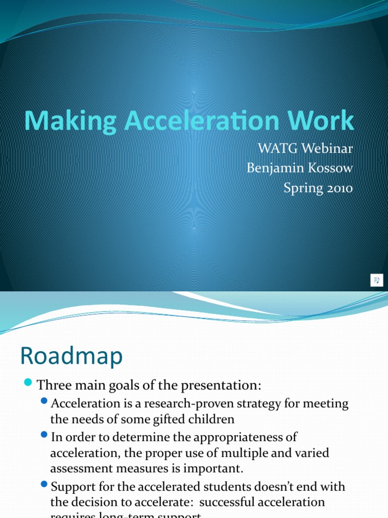 Making Acceleration Work Webinar | PDF | Gifted Education ...