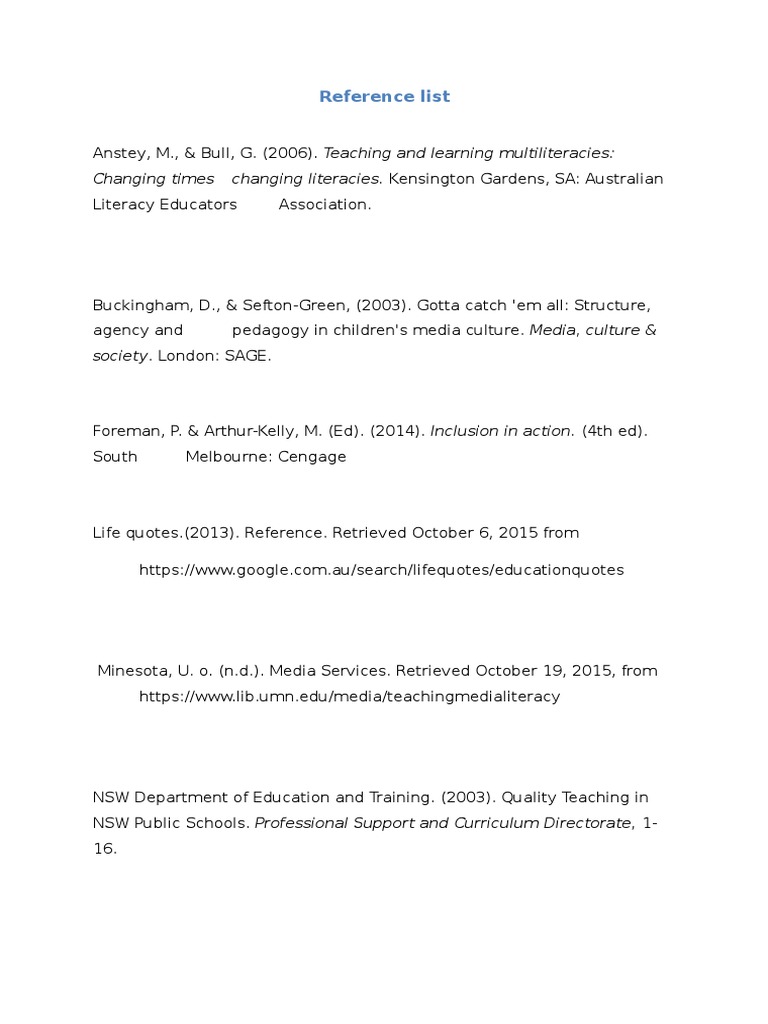 Reference List Eln A2 | PDF | Social Science