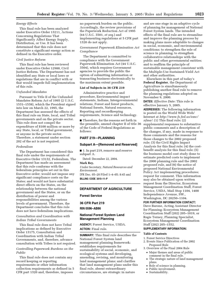 Rule: National Forest System Land and Resource Management Planning ...