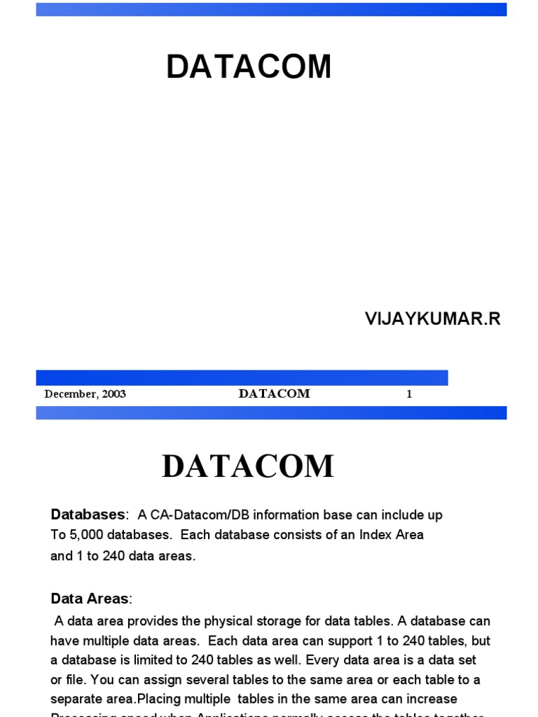 Datacom Presentation | PDF | Database Index | Databases