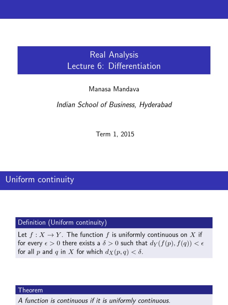 Real Analysis Lecture | PDF | Continuous Function | Maxima And Minima