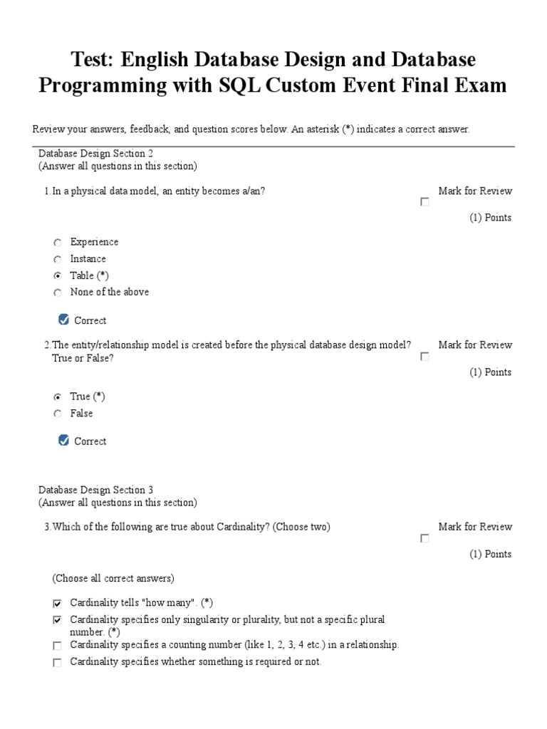 Analysis of an English Database Design and Programming Final Exam ... Analysis of an English Database Design and Programming Final Exam ...
