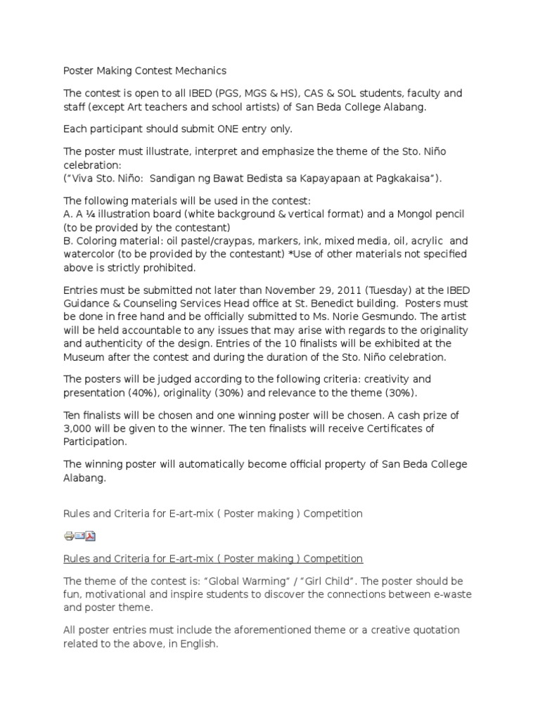 Poster Making Contest Guidelines and Criteria | PDF | Art