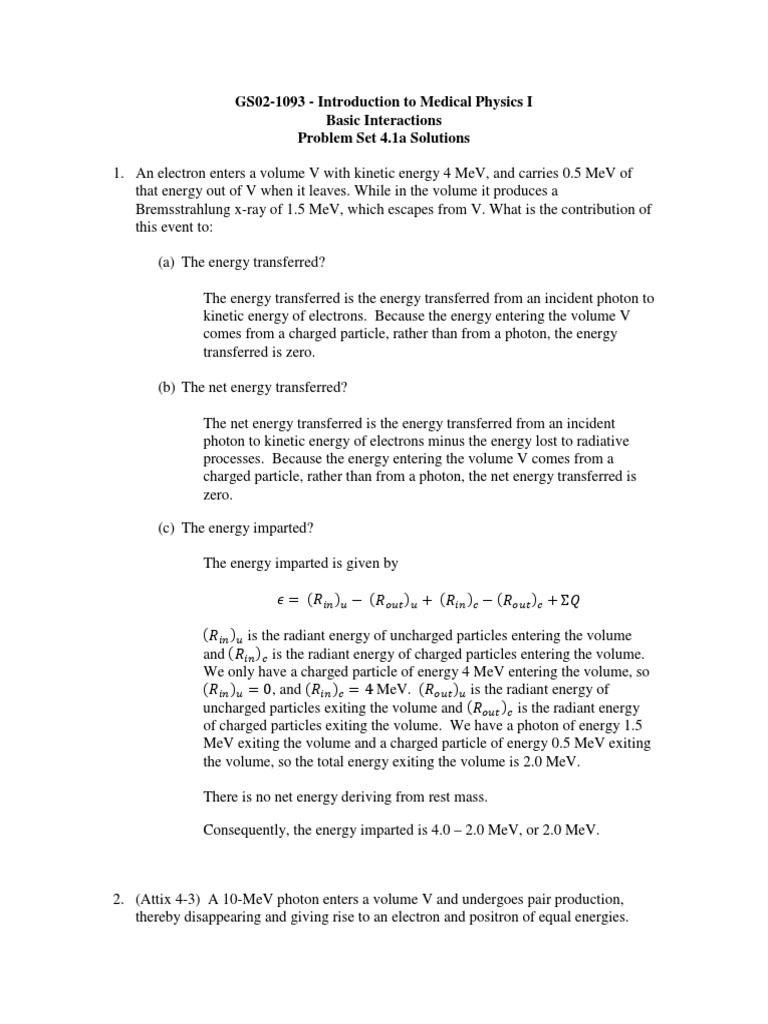 4 1a-ProblemSetSolutions | PDF | Electronvolt | Electron