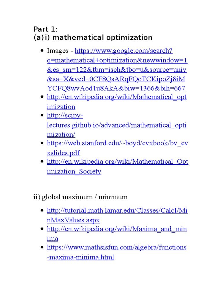 Mathematical Optimization Basics | PDF | Computers