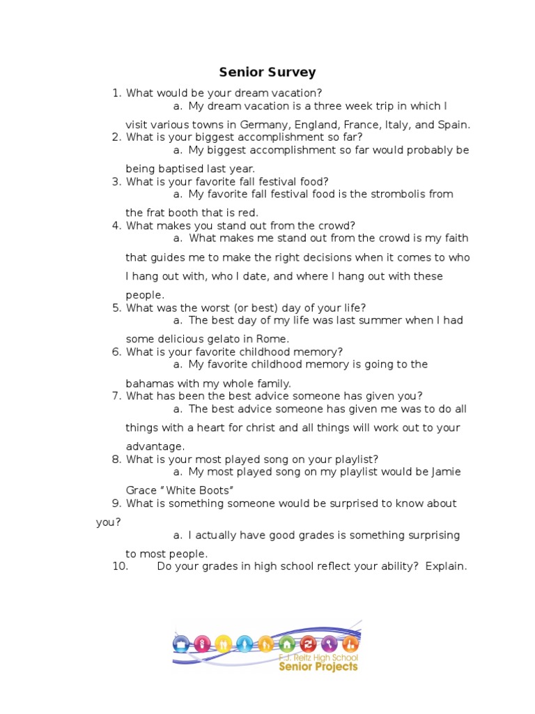 Senior Survey Insights and Reflections | PDF