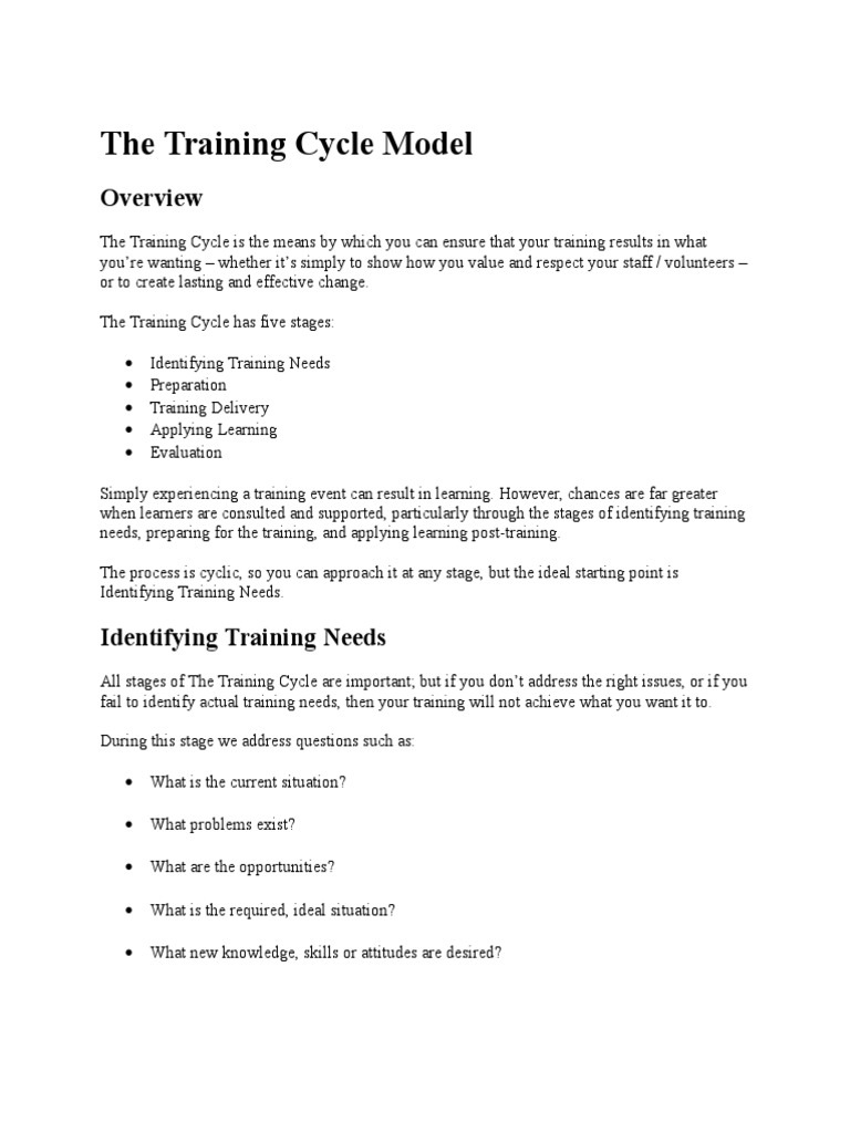Understanding the Training Cycle Model | PDF | Evaluation | Performance ...