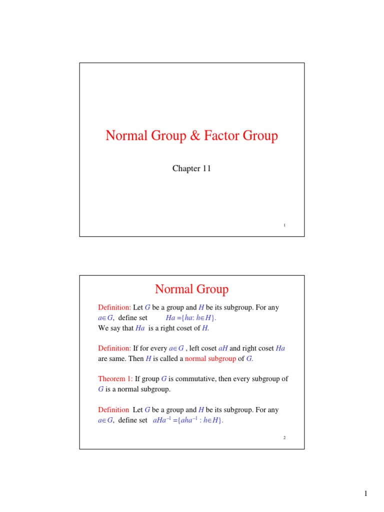 Normal Group & Factor Group | PDF | Group (Mathematics) | Functions And ...