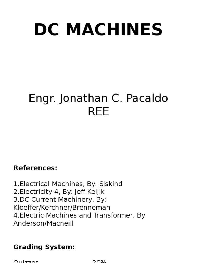 DC Machines Presentation | PDF | Electric Current | Magnetic Field