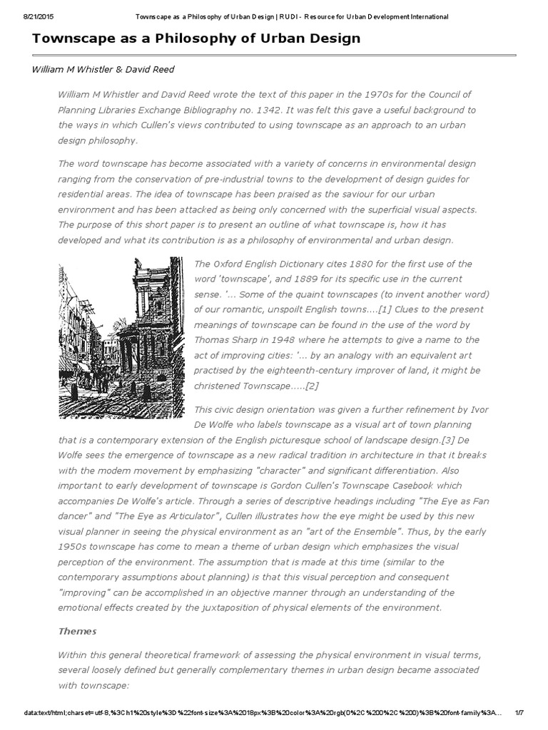 Townscape Philosophy of Urban Design | PDF | Urban Design | Perception