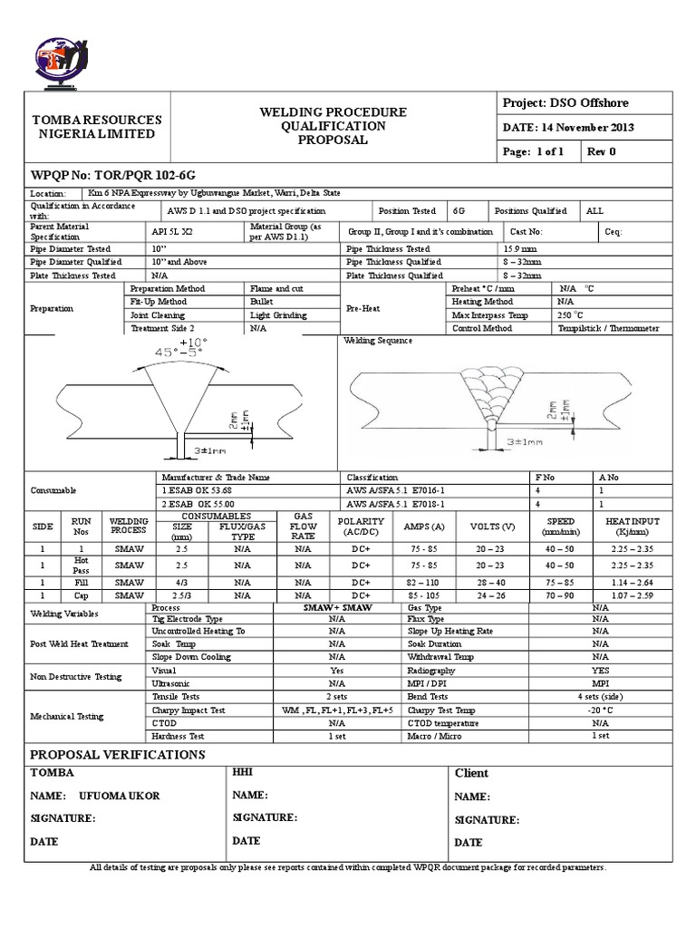 Welding Procedure Qualification Proposal | PDF | Computers