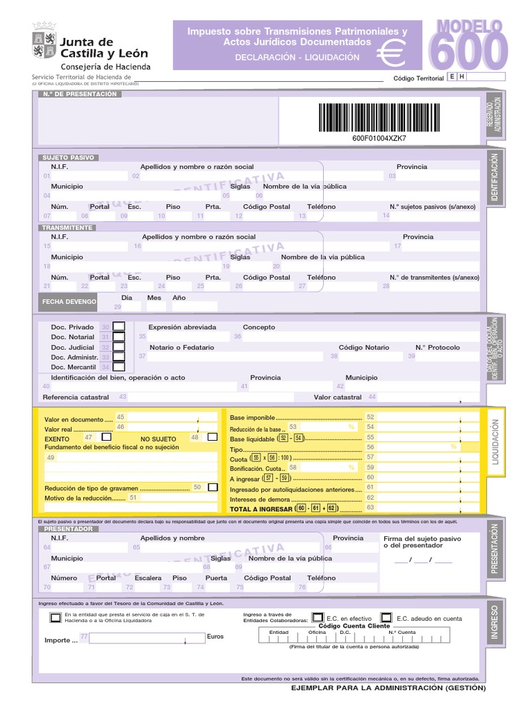 Modelo 600 Rellenado | Gobierno | Política | Prueba gratuita de 30 días ...