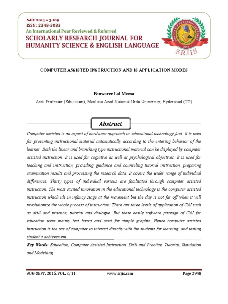 Computer Assisted Instruction and Is Application Modes | PDF | Educational Technology | Simulation