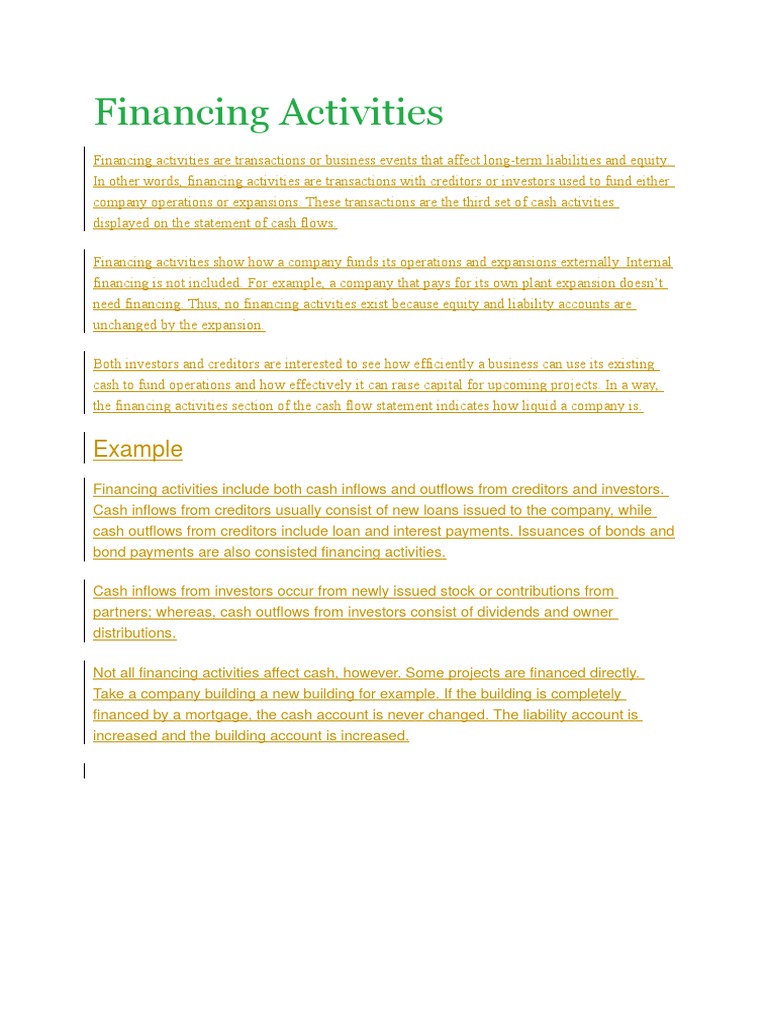 Understanding Financing Activities | PDF | Business | Law