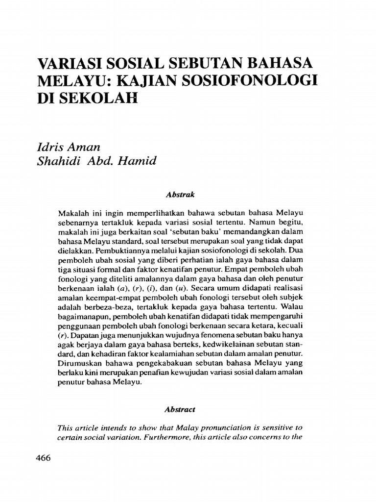 Variasi Bahasa Melayu | PDF