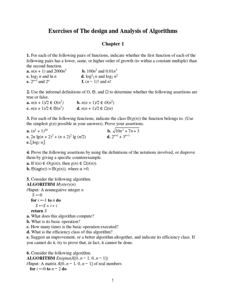 Exercises of Design & Analysis | PDF | Computational Complexity Theory | Dynamic Programming