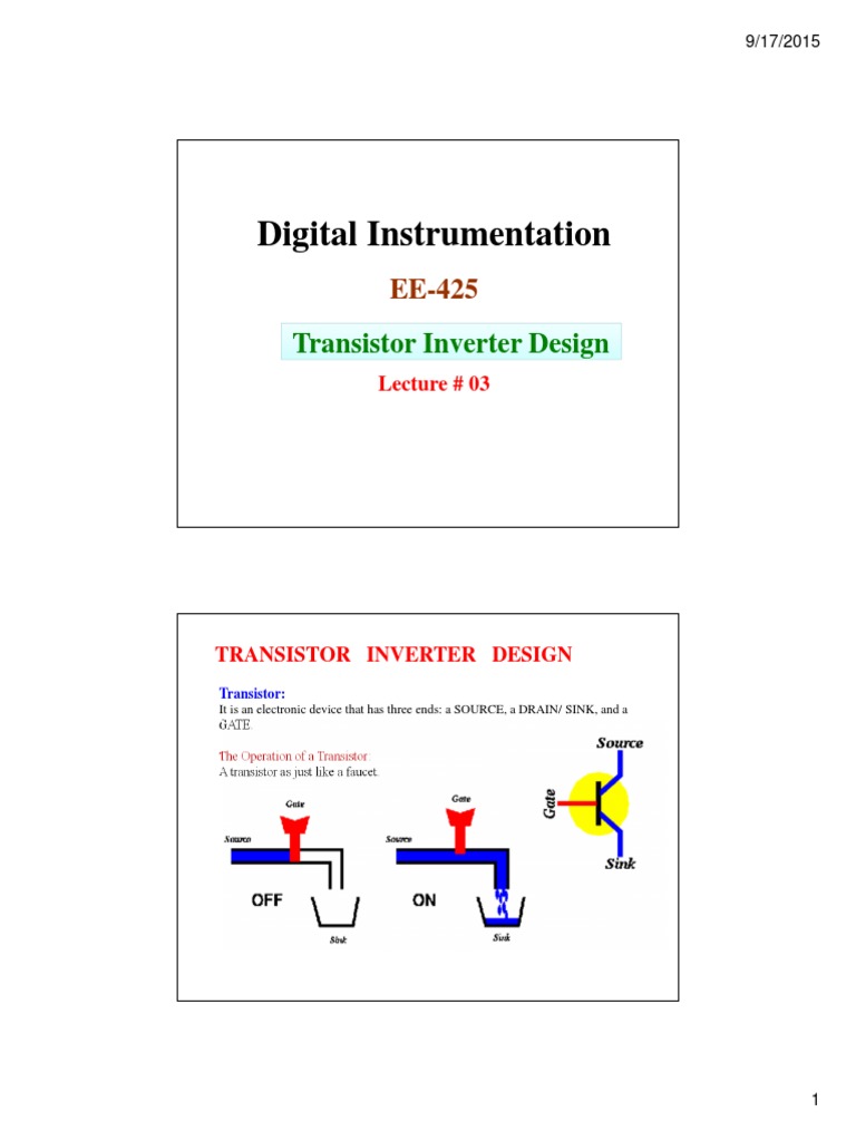Lecture # 03 Transister Inverter Design | PDF | Field Effect Transistor ...