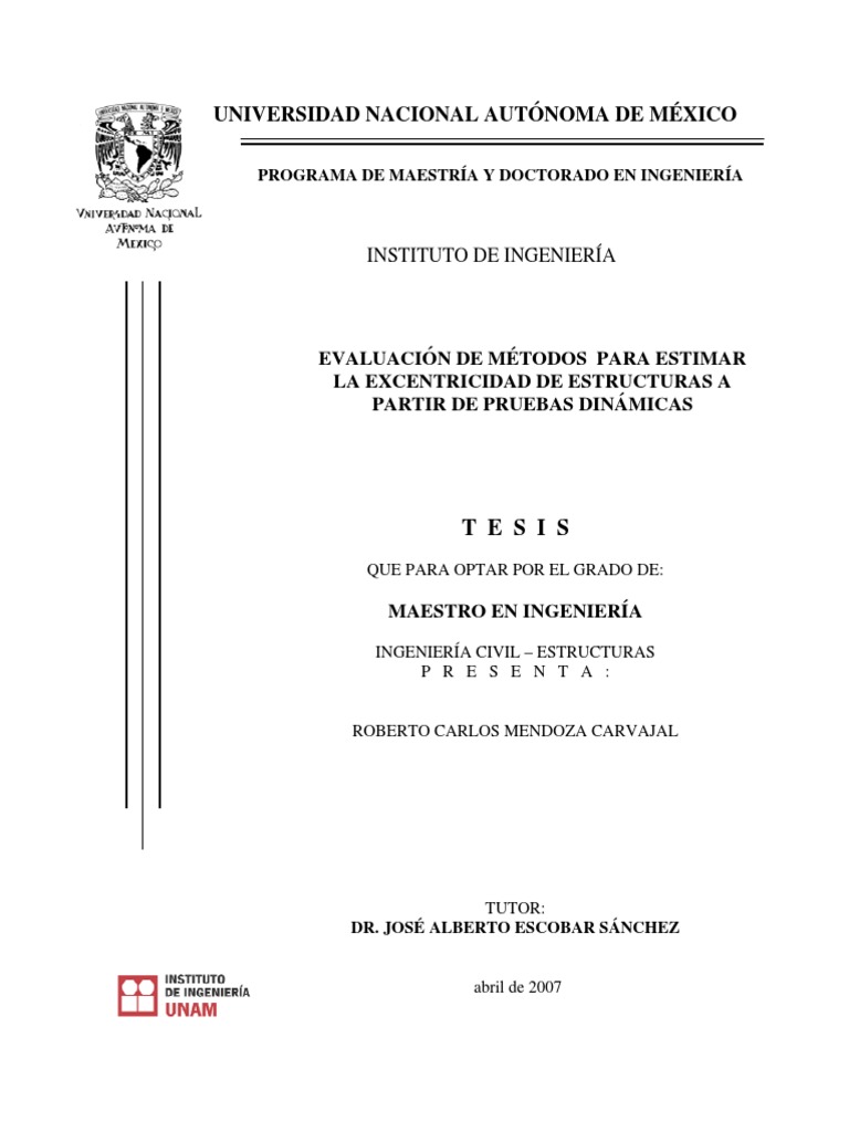 Métodos para Estimar Excentricidad Estructural | PDF | Movimiento ...