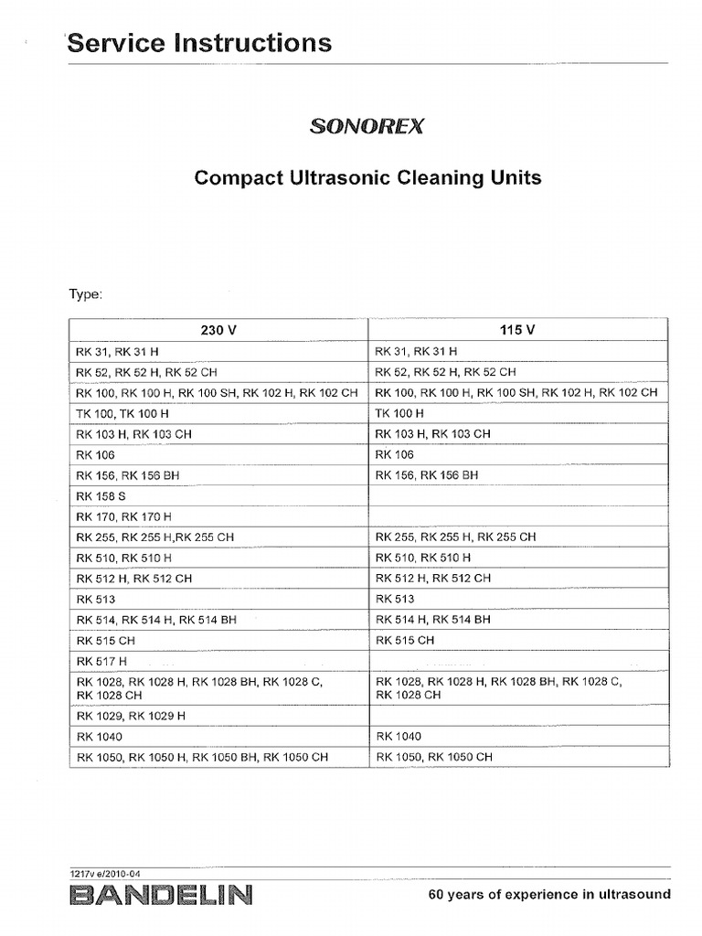 Bandelin Sonorex - Service Manual | PDF
