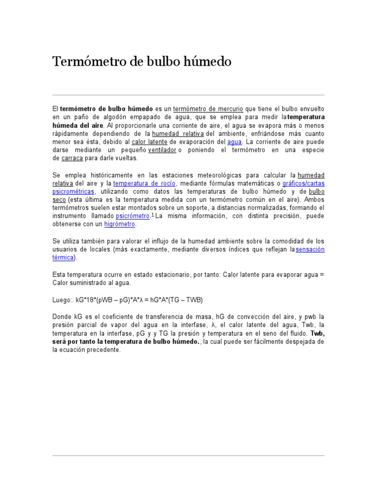 El termómetro de bulbo húmedo: midiendo la humedad del aire | PDF ...