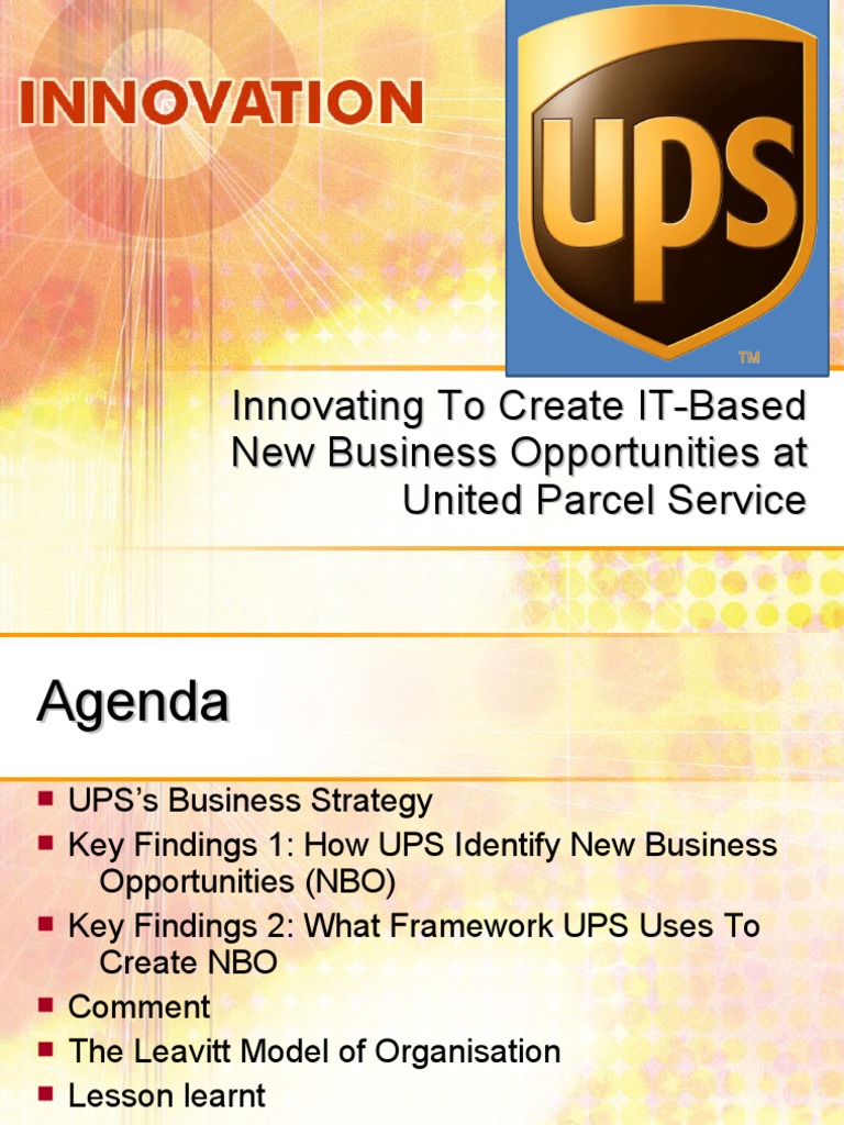Innovating To Create IT-Based New Business Opportunities at UPS | PDF ...