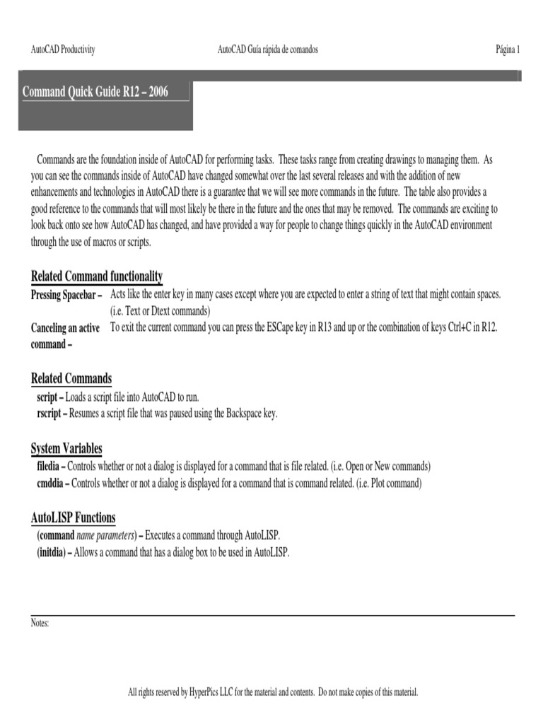 AutoCAD Command Guide | PDF | Computer Aided Design | Autodesk