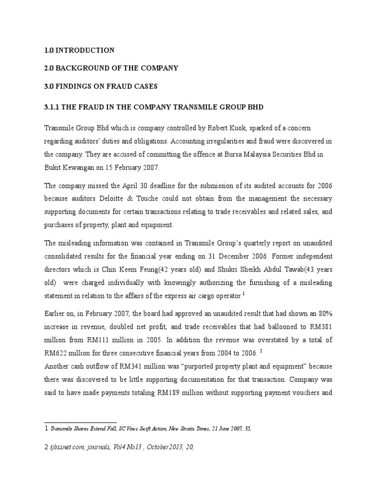 Transmile Group Bhd Fraud Investigation | PDF | Fraud | Audit