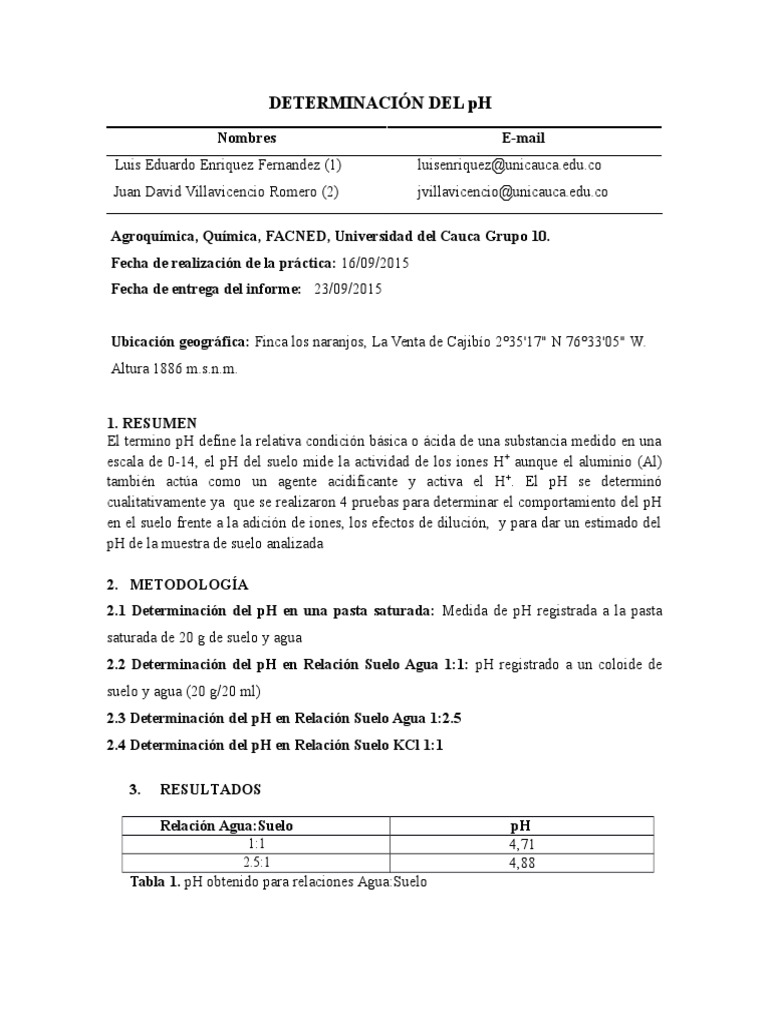 Determinación de PH | PDF | Ph | Suelo